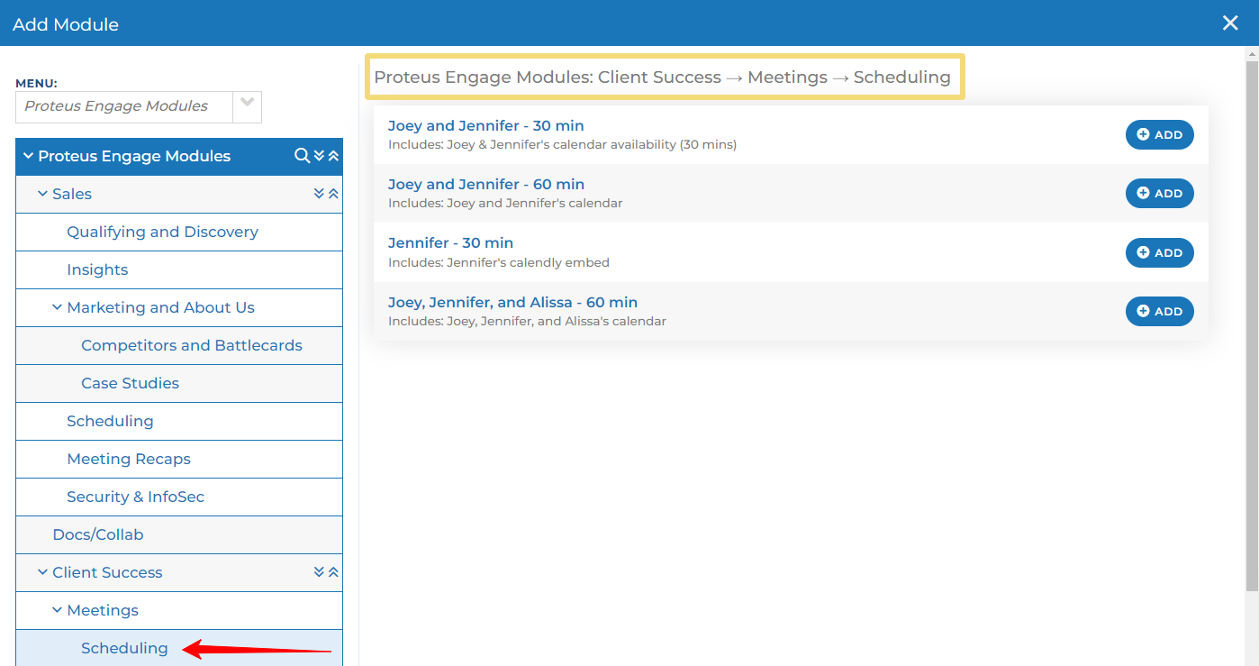 Search within Module Menu